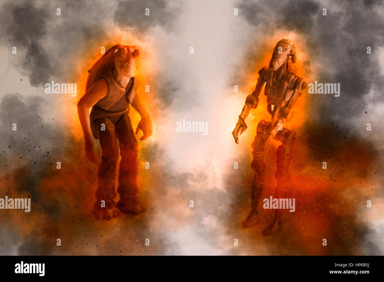 Jar Jar Binx and battle droid Star wars action figures Stock Photo - Alamy