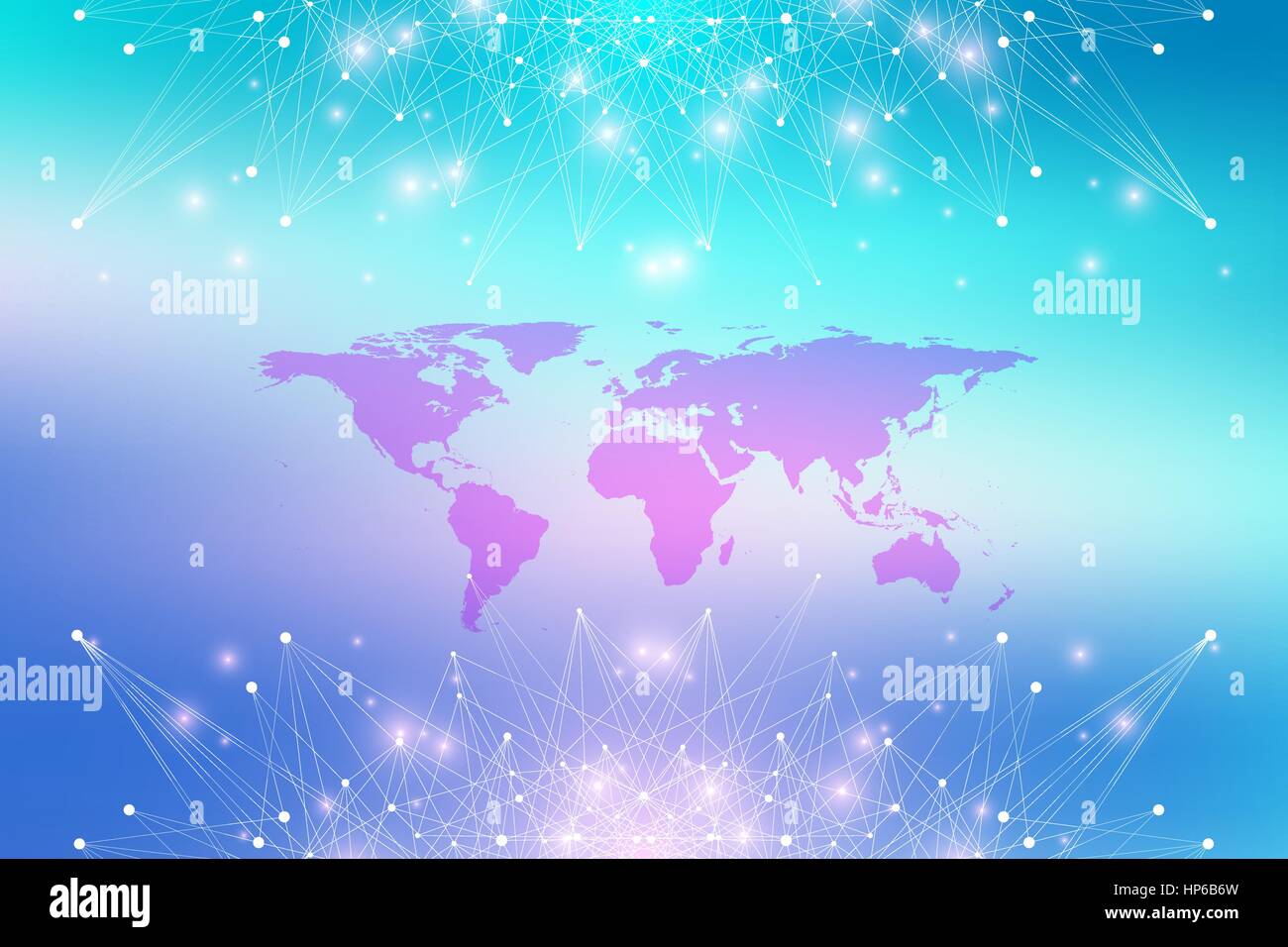Political World Map with global technology networking concept. Digital ...