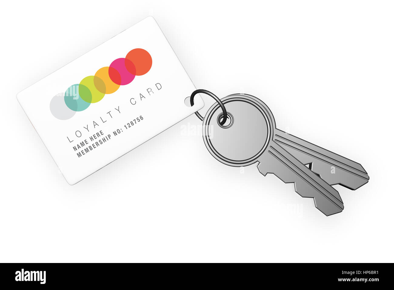 key fob or keyring and loyalty card on a white background, 3d render ...