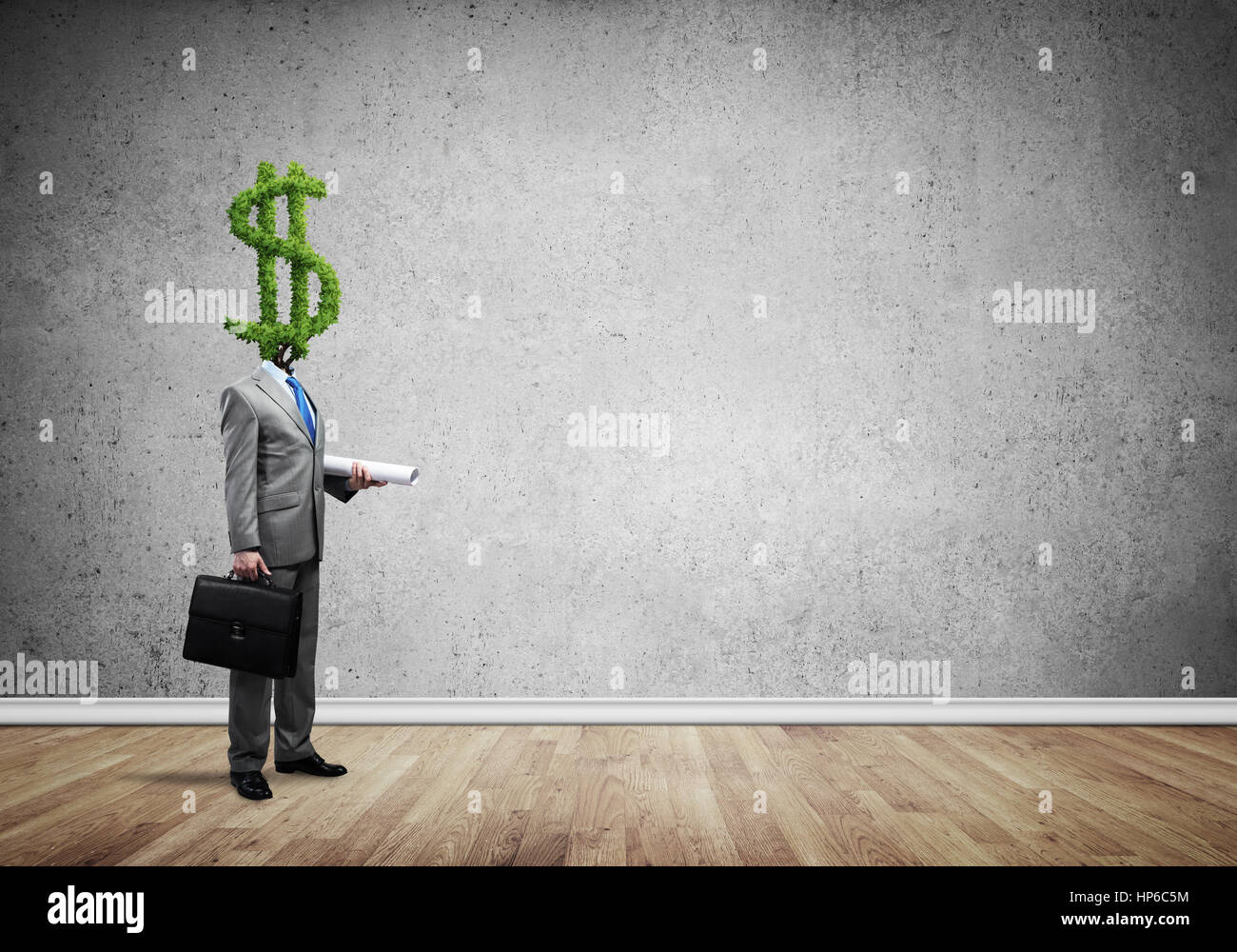 Faceless businessman with dollar green sign instead of head Stock Photo ...