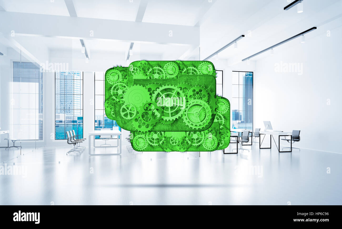 Color gears and cogwheels mechanism or engine on white office ...