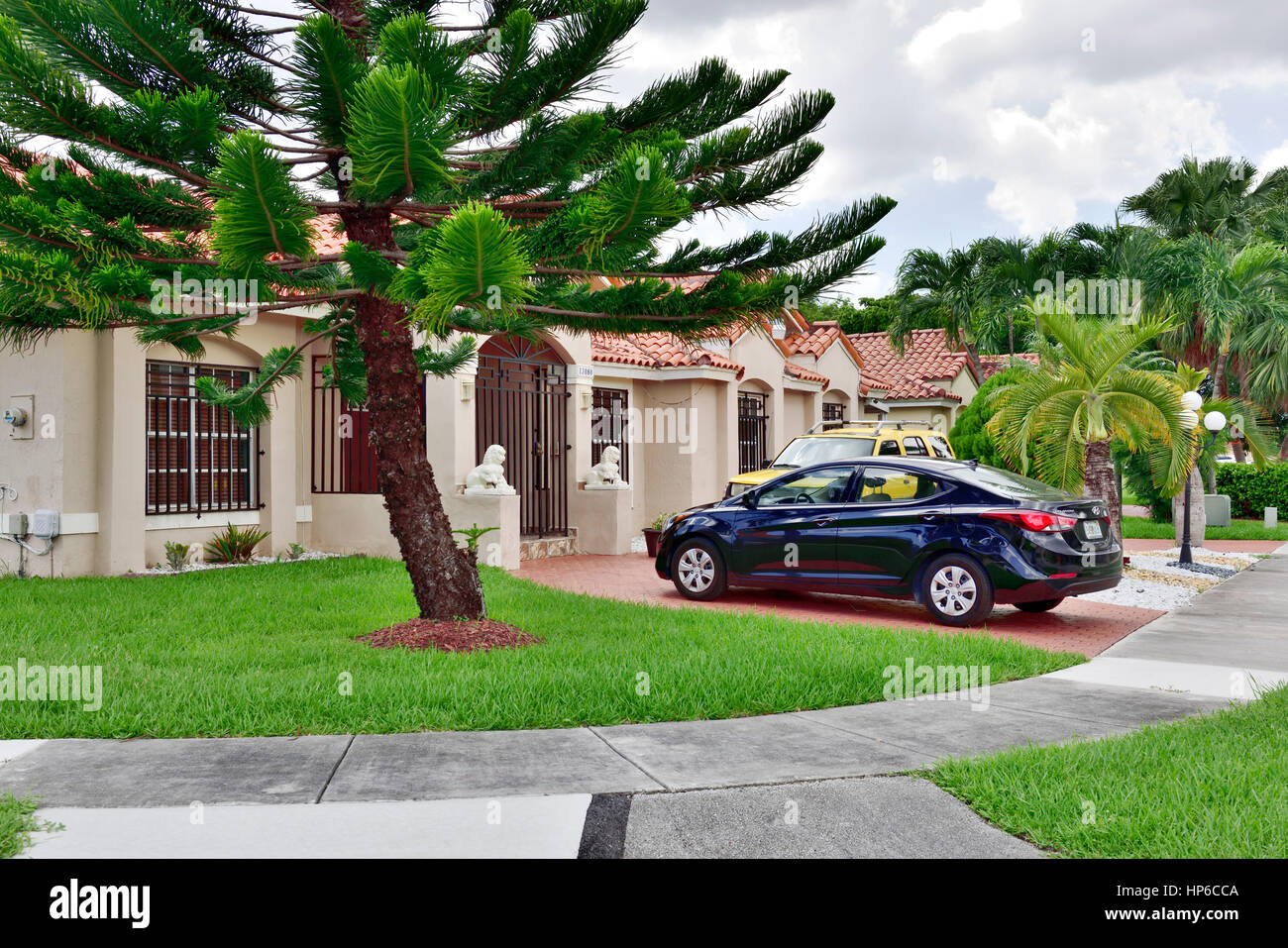 Typical American single-story residential homes, Miami, Florida Stock ...