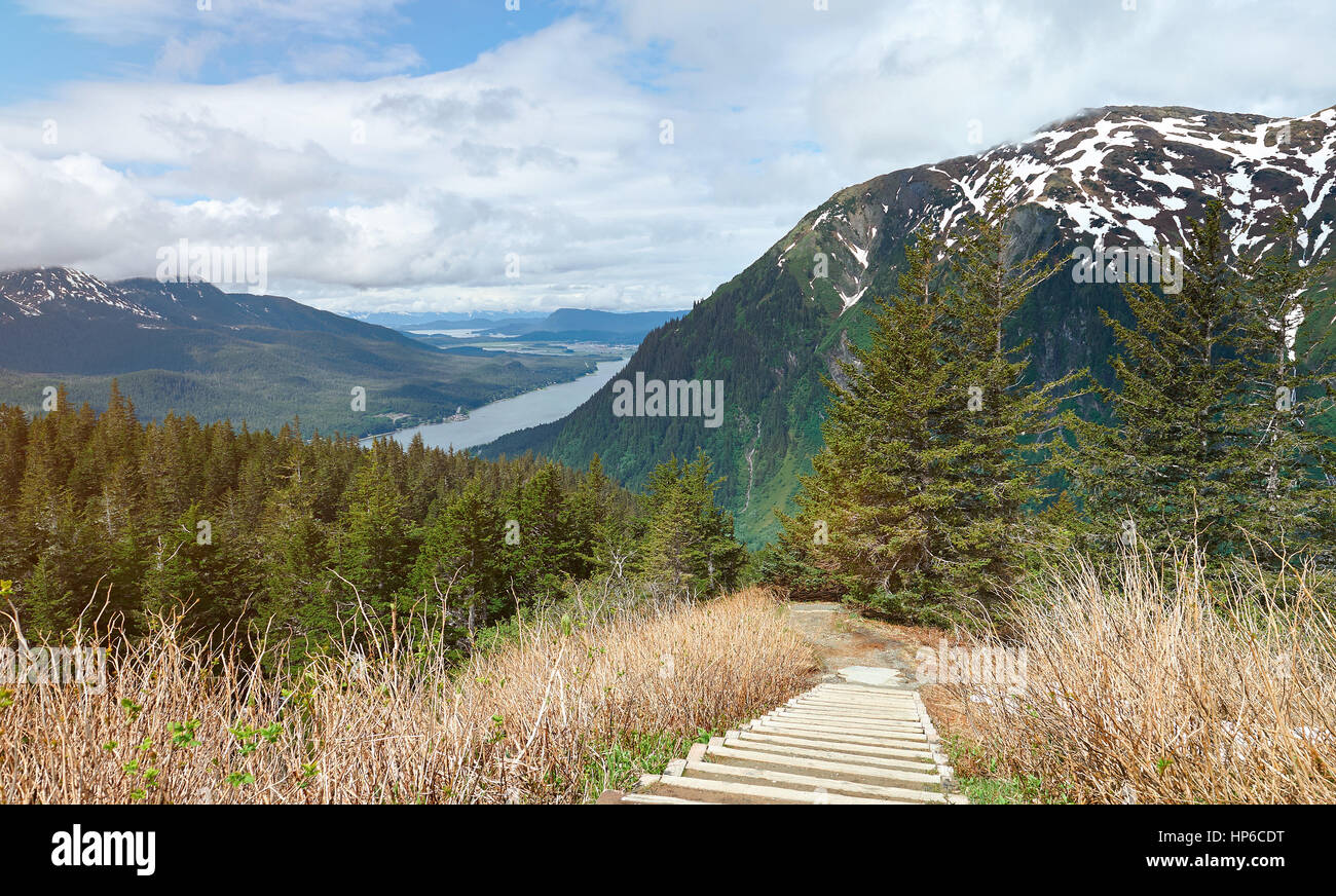 Road path trail in mountain sunny day time. Vacation tourism hiking in ...