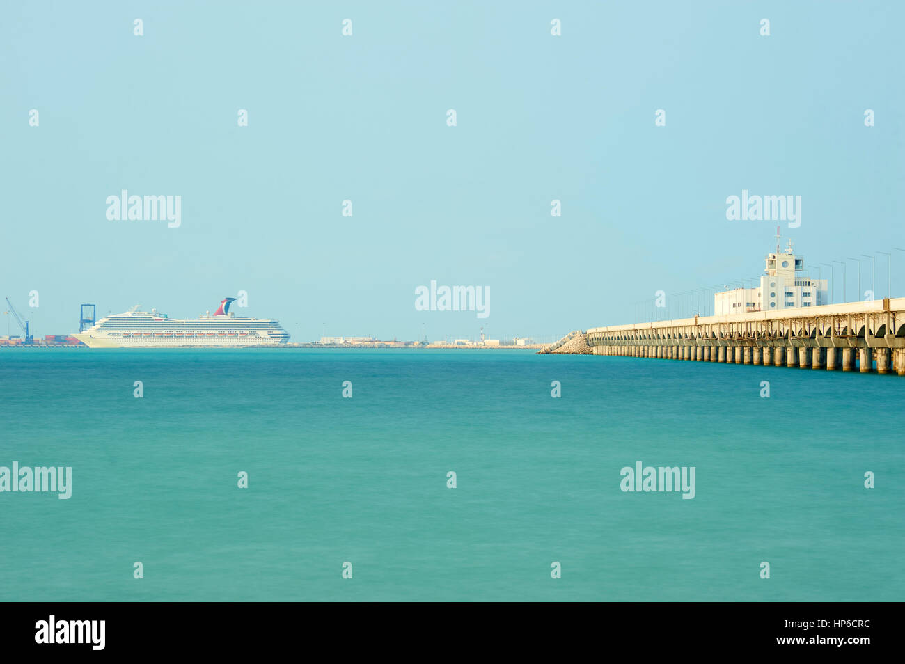 Customs port in Progreso, Yucatan, Mexico, 4 miles in length. Transit ...