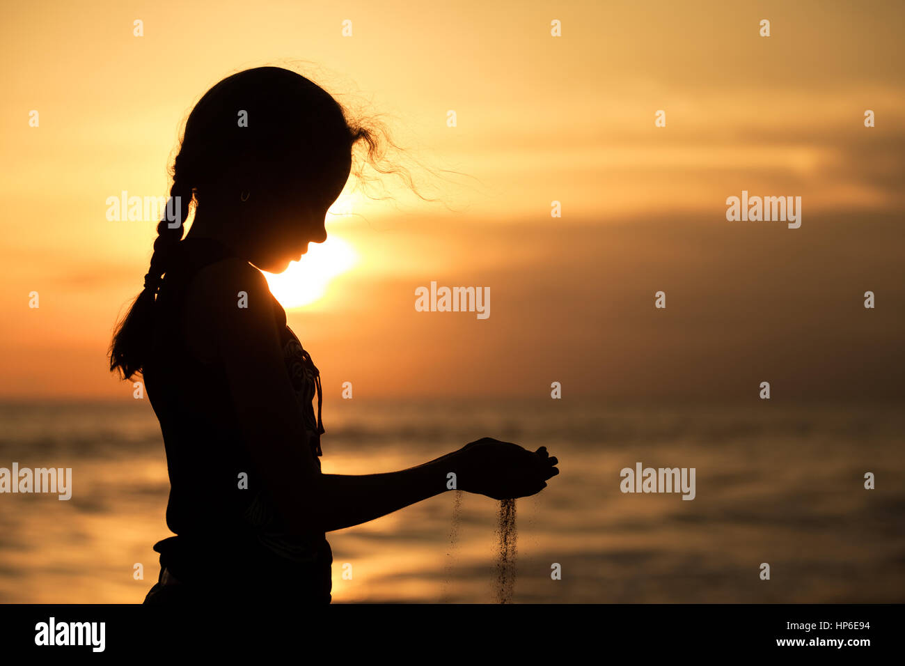 Woman Silhouette Sad Depressed Beach High Resolution Stock Photography ...