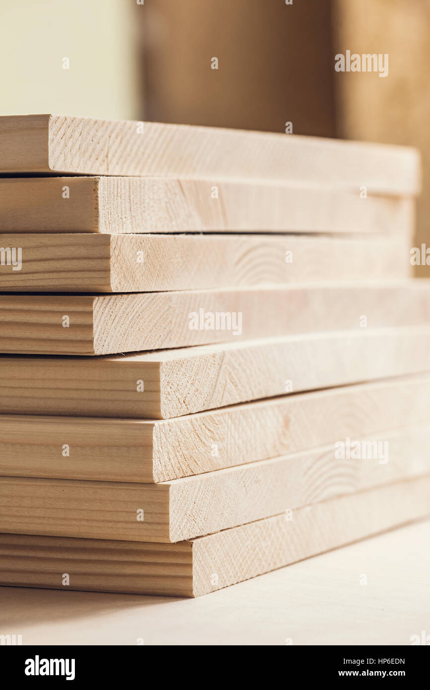 Stack of timber boards, wood panels Stock Photo - Alamy