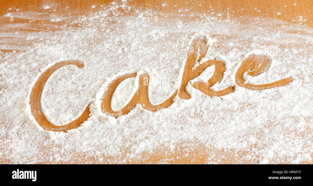 Close up of words written in flour Stock Photo - Alamy