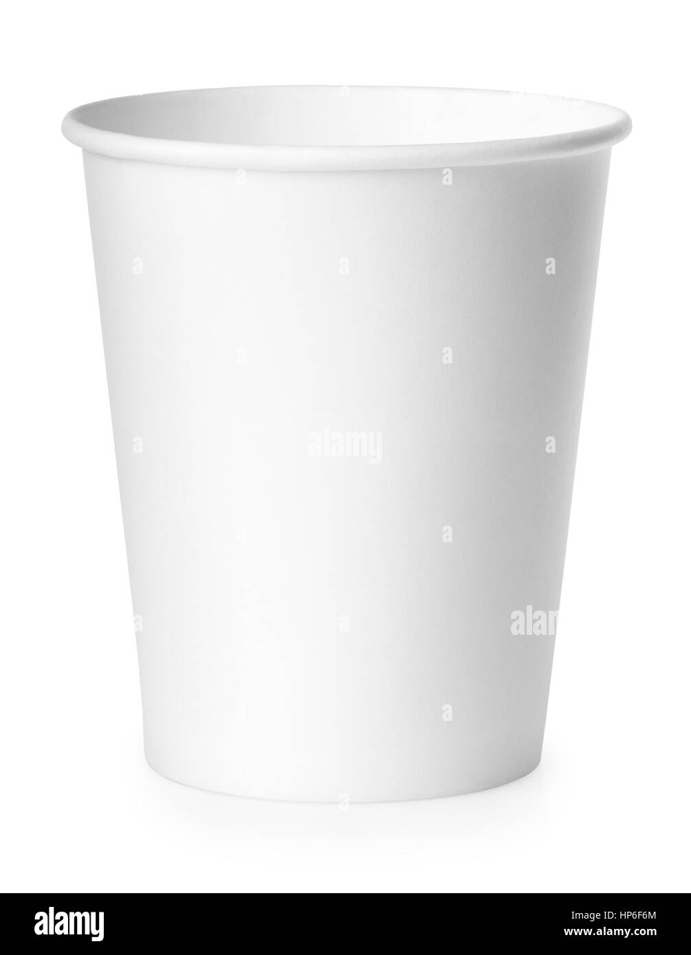 single disposable empty white paper cup isolated on white background ...