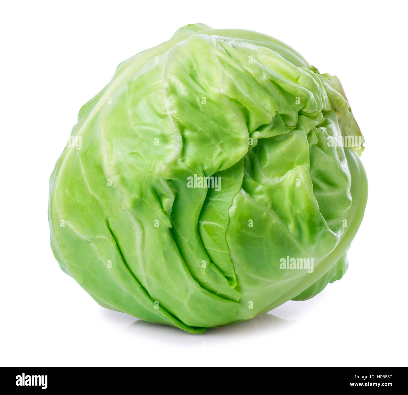 whole fresh green cabbage isolated on white. Vegetable green cabbage ...