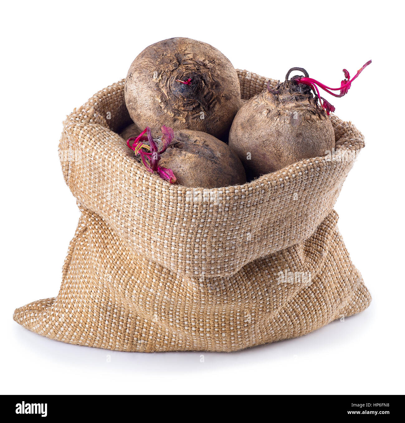 beet in burlap bag isolated on white background. Beetroot Stock Photo ...