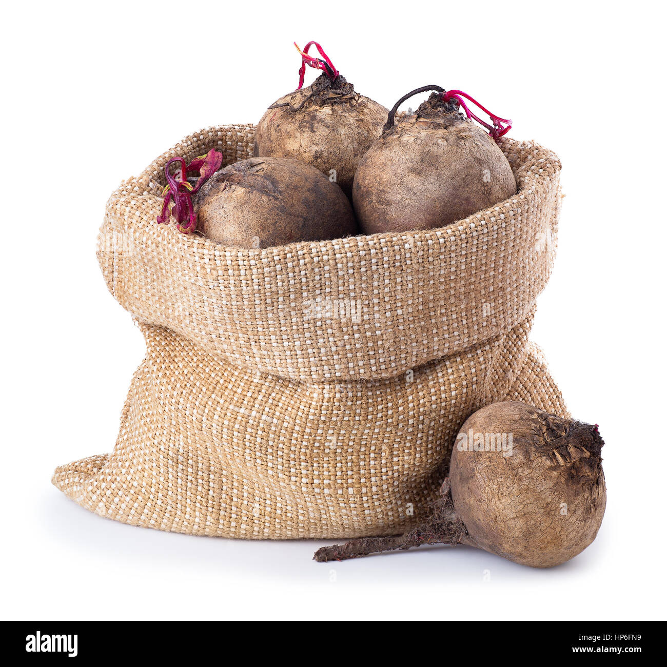 beet in burlap bag isolated on white background. Beetroot. Vegetables ...