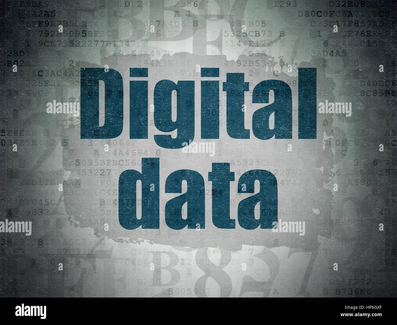 Data concept: Painted blue text Digital Data on Digital Data Paper background with Hexadecimal ...