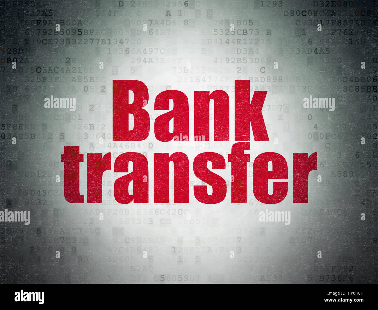 Currency concept: Painted red word Bank Transfer on Digital Data Paper ...