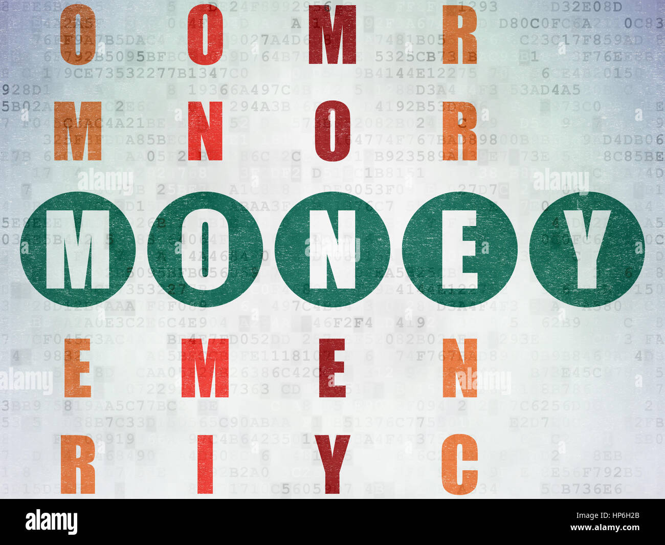Money concept: Painted green word Money in solving Crossword Puzzle on ...