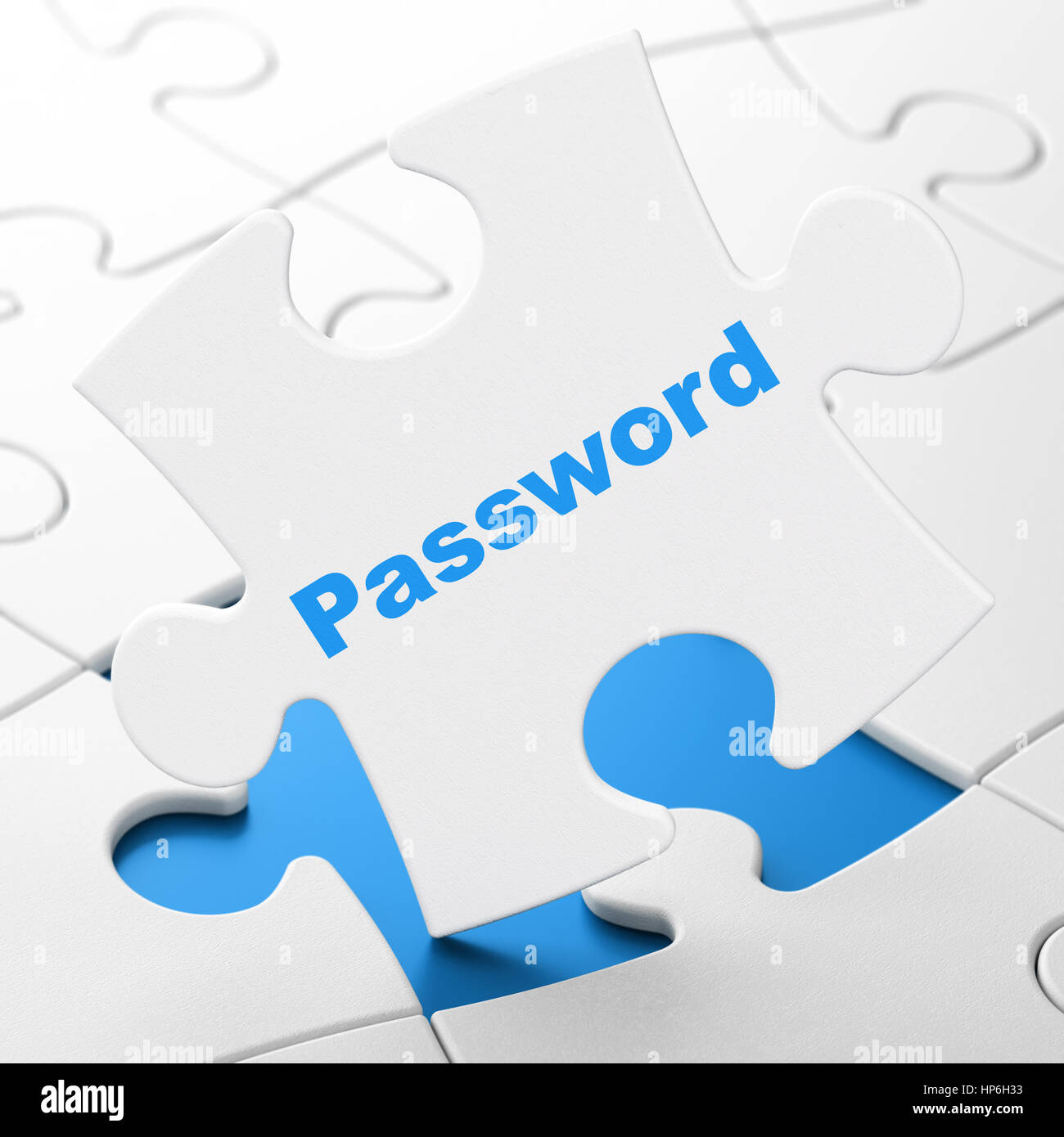 Protection concept: Password on White puzzle pieces background, 3D ...