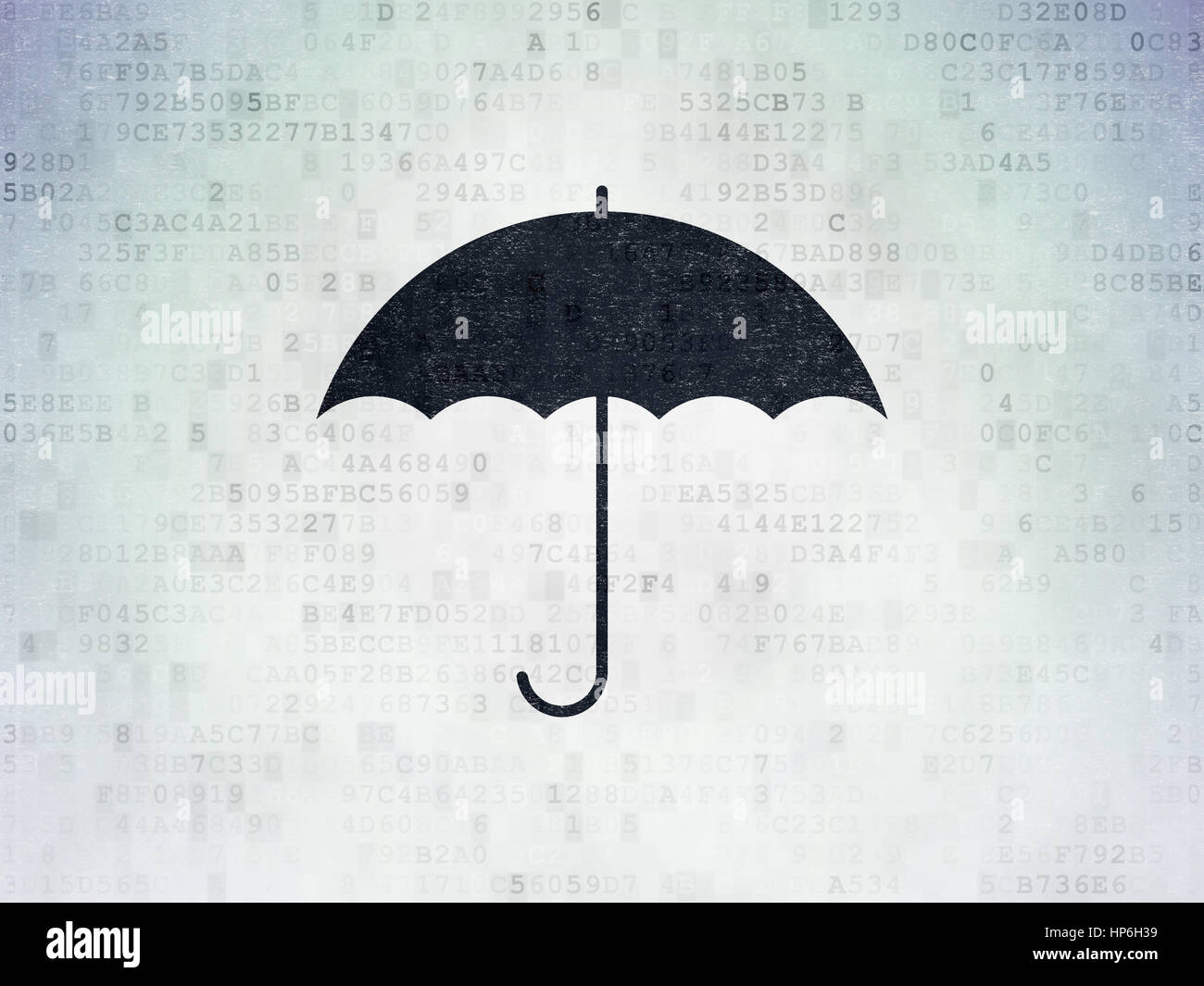 Privacy concept: Painted black Umbrella icon on Digital Data Paper ...