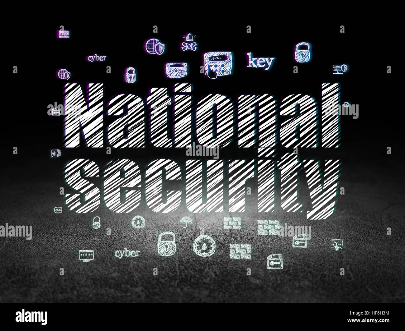 Safety concept: Glowing text National Security, Hand Drawn Security ...
