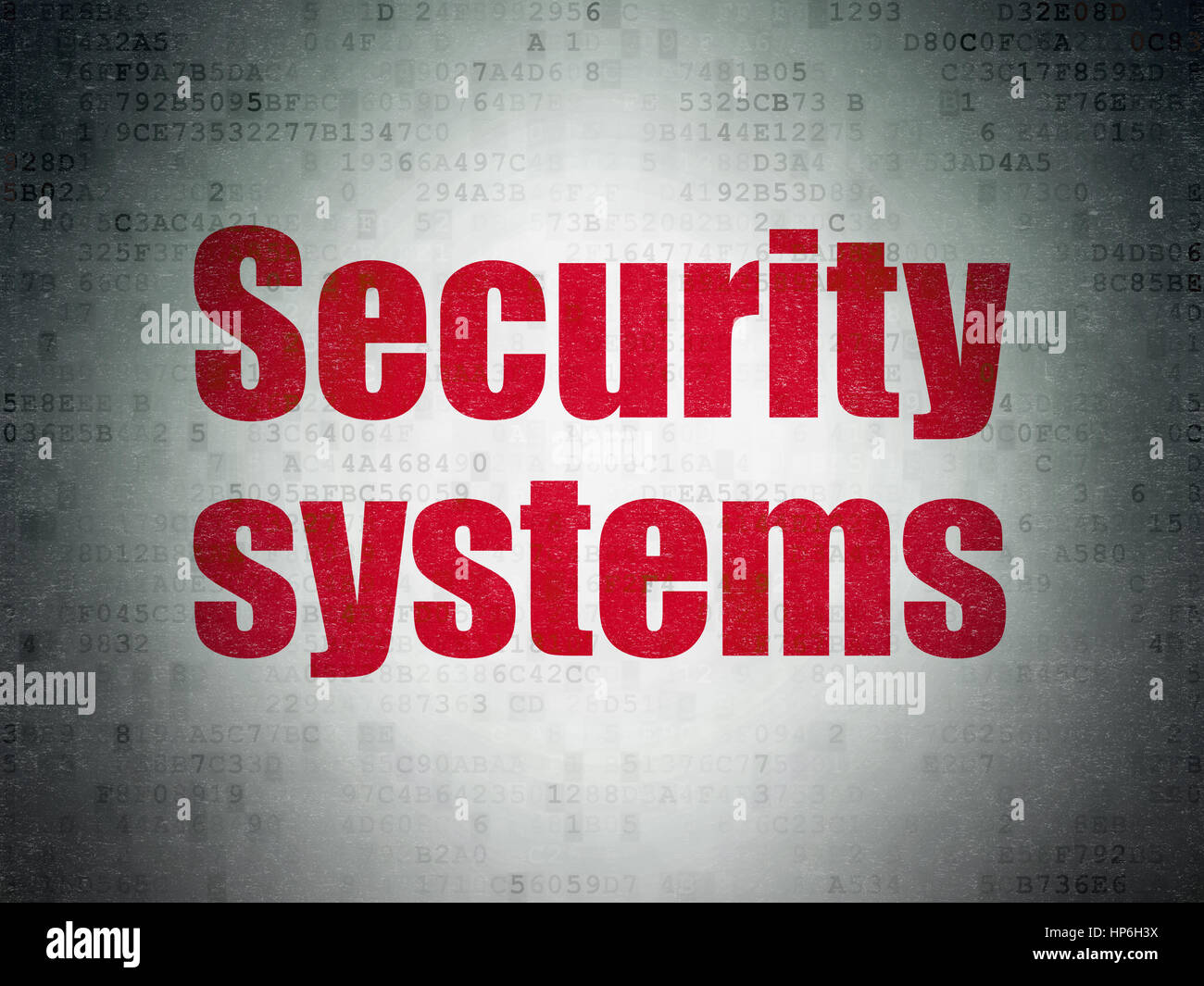 Protection concept: Painted red word Security Systems on Digital Data ...