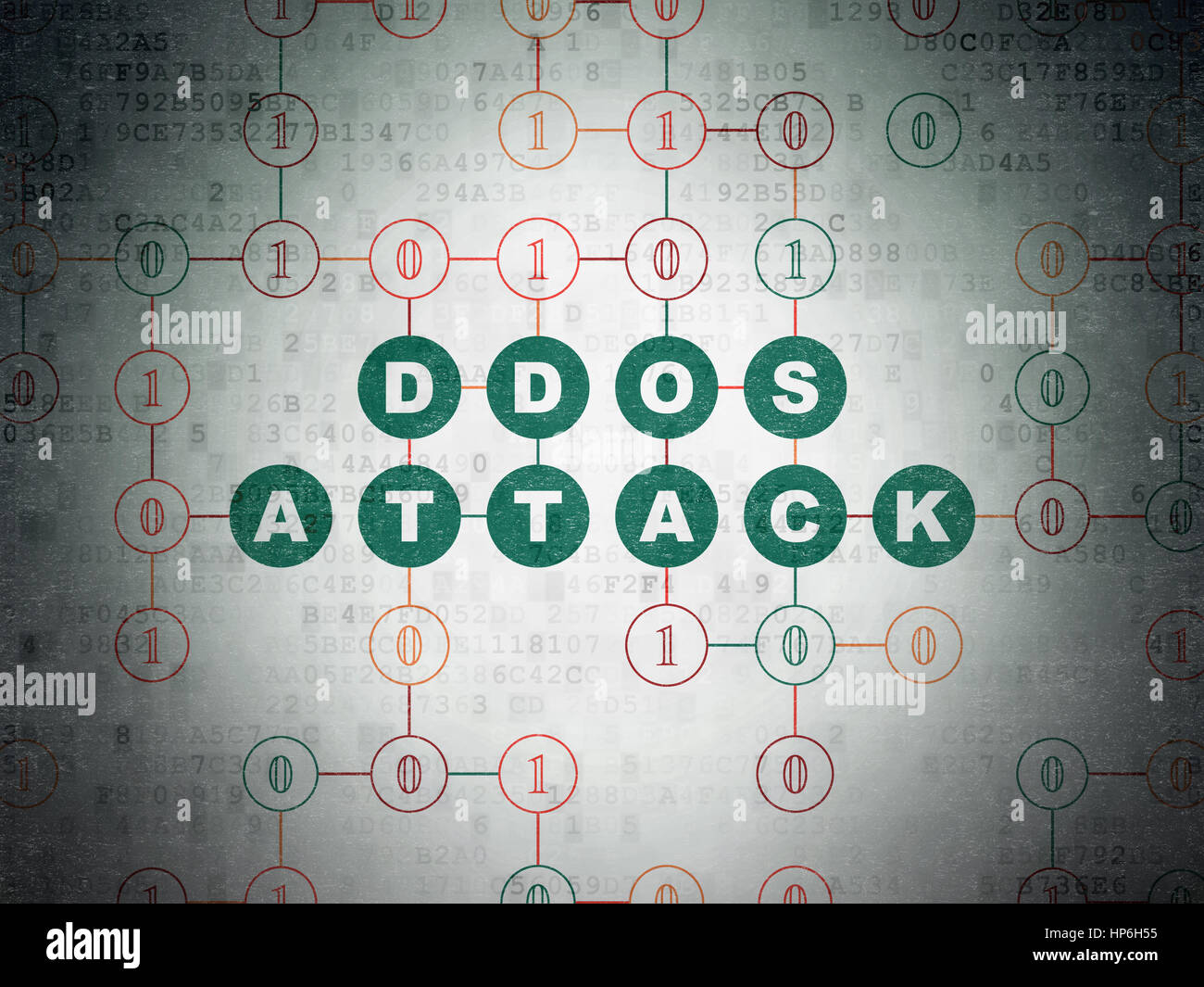 Safety concept: Painted green text DDOS Attack on Digital Data Paper ...