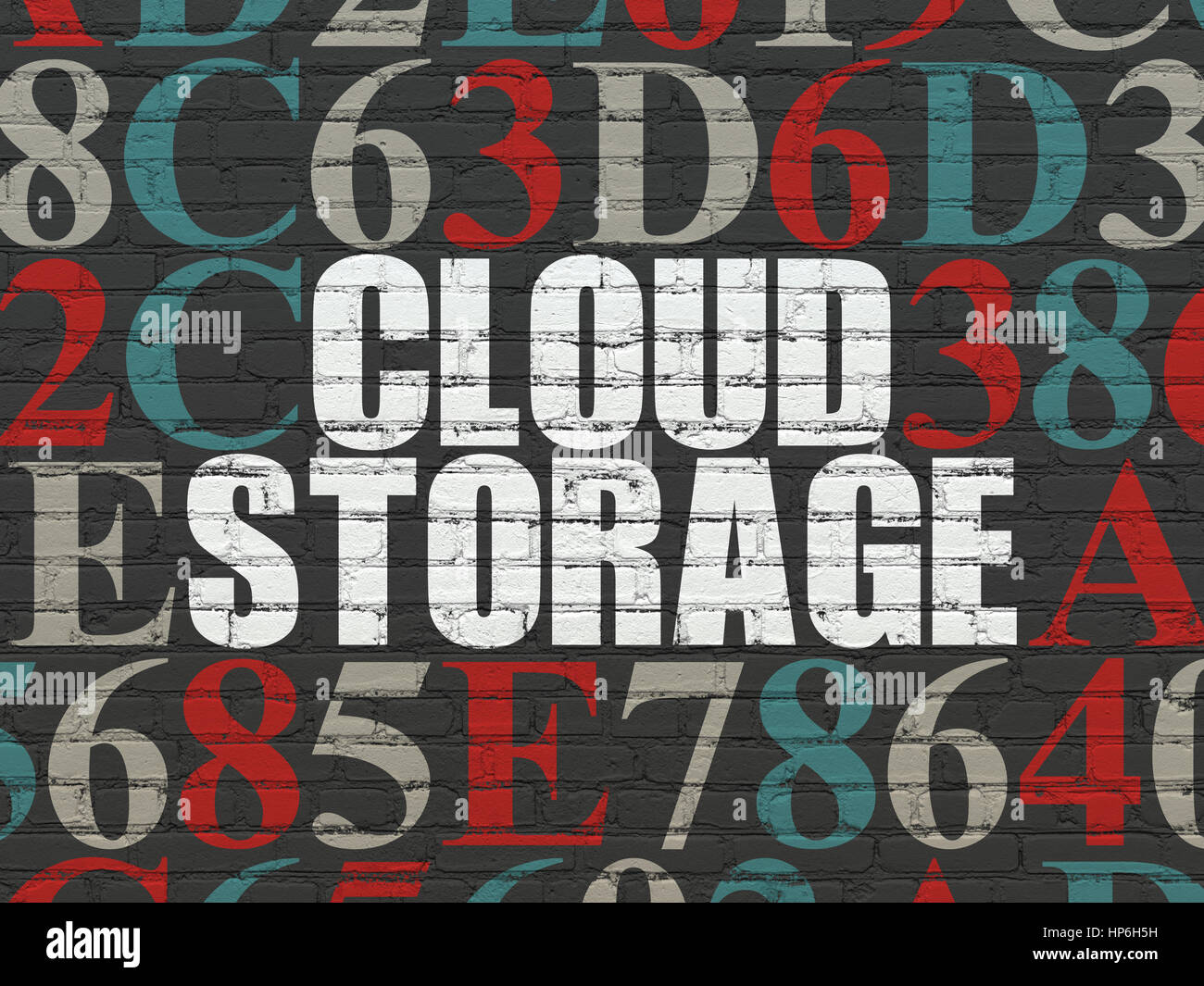 Protection concept: Painted white text Cloud Storage on Black Brick wall background with ...