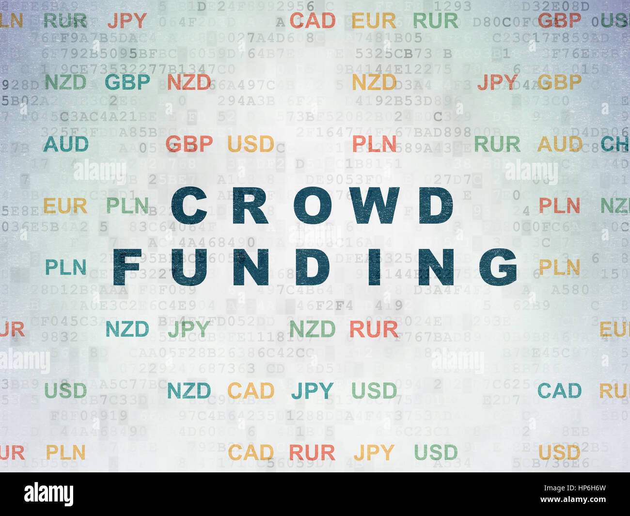 Finance concept: Painted blue text Crowd Funding on Digital Data Paper ...