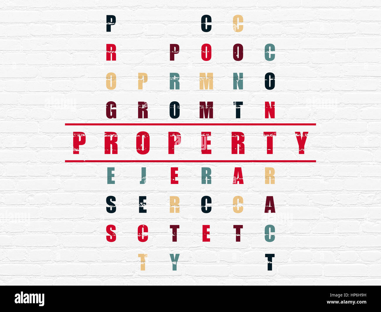 Business concept: Painted red word Property in solving Crossword Puzzle ...