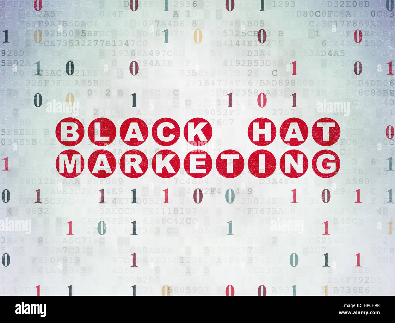 Business concept: Painted red text Black Hat Marketing on Digital Data Paper background with ...