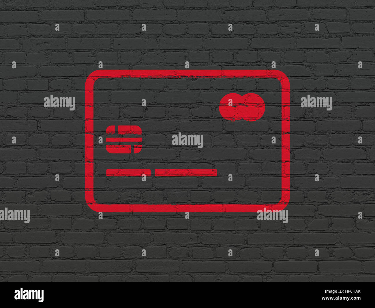 Business concept: Painted red Credit Card icon on Black Brick wall ...
