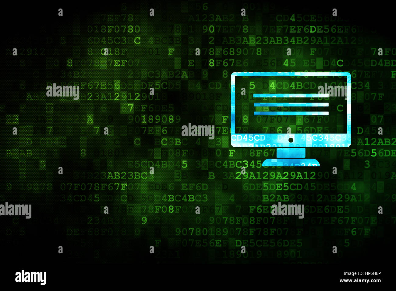 Web design concept: pixelated Monitor icon on digital background, empty ...