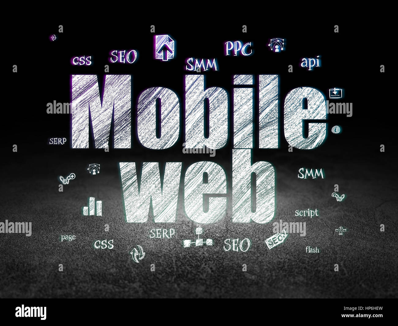 Web design concept: Glowing text Mobile Web, Hand Drawn Site ...