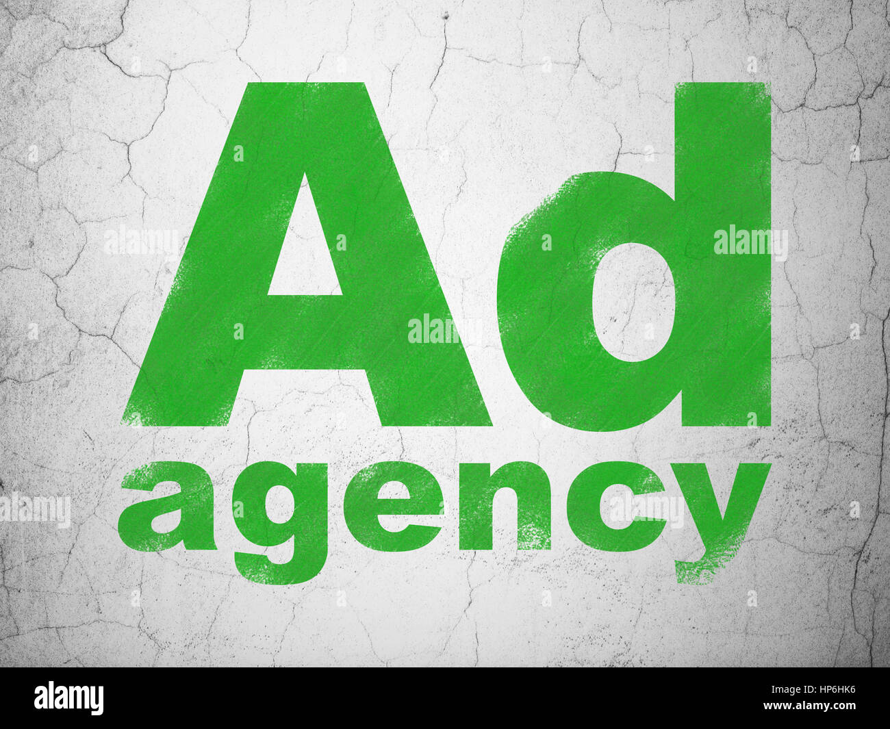Advertising concept: Green Ad Agency on textured concrete wall ...