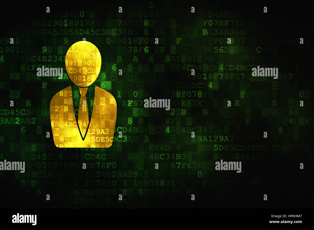 Marketing concept: pixelated Business Man icon on digital background ...