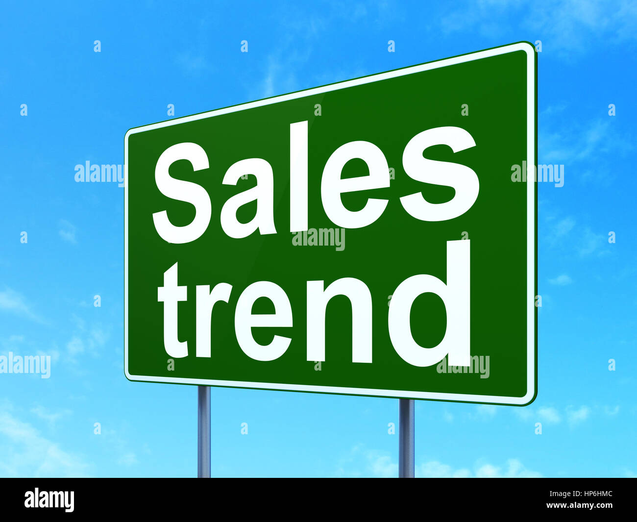 Marketing concept: Sales Trend on green road highway sign, clear blue ...