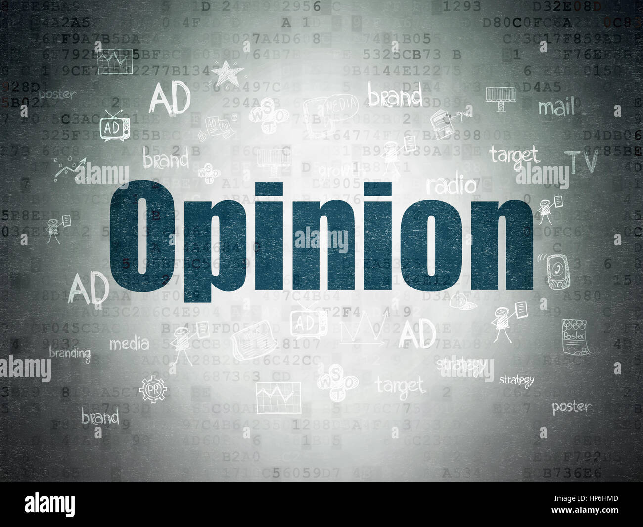 Advertising concept: Painted blue text Opinion on Digital Data Paper ...