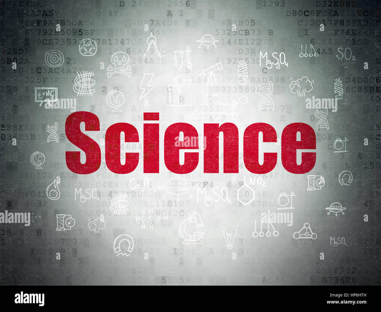 Science concept: Painted red text Science on Digital Data Paper ...