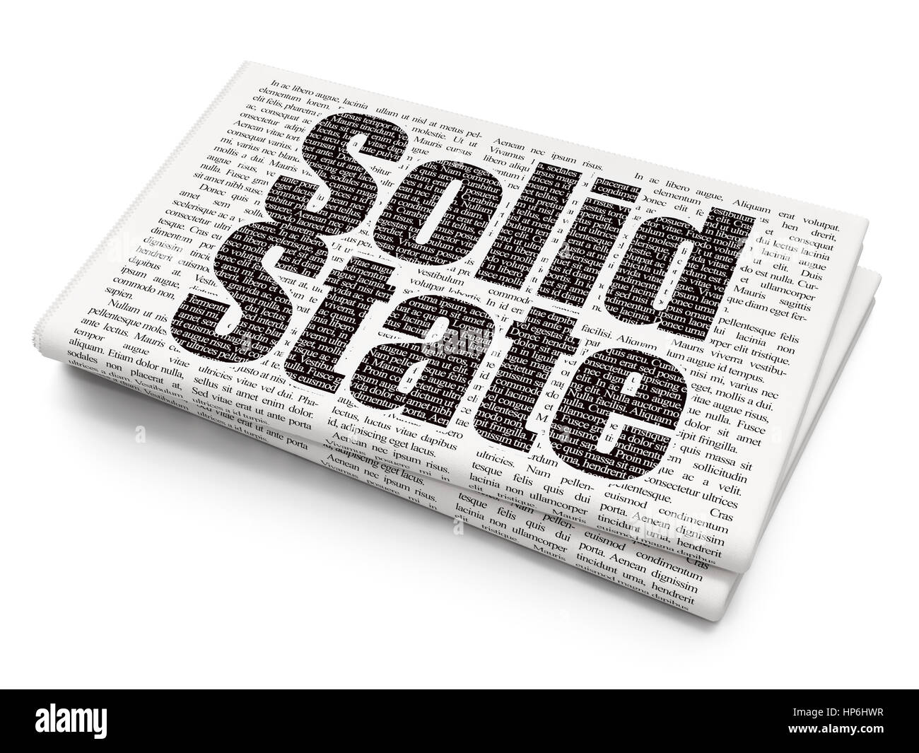 Science concept: Pixelated black text Solid State on Newspaper ...