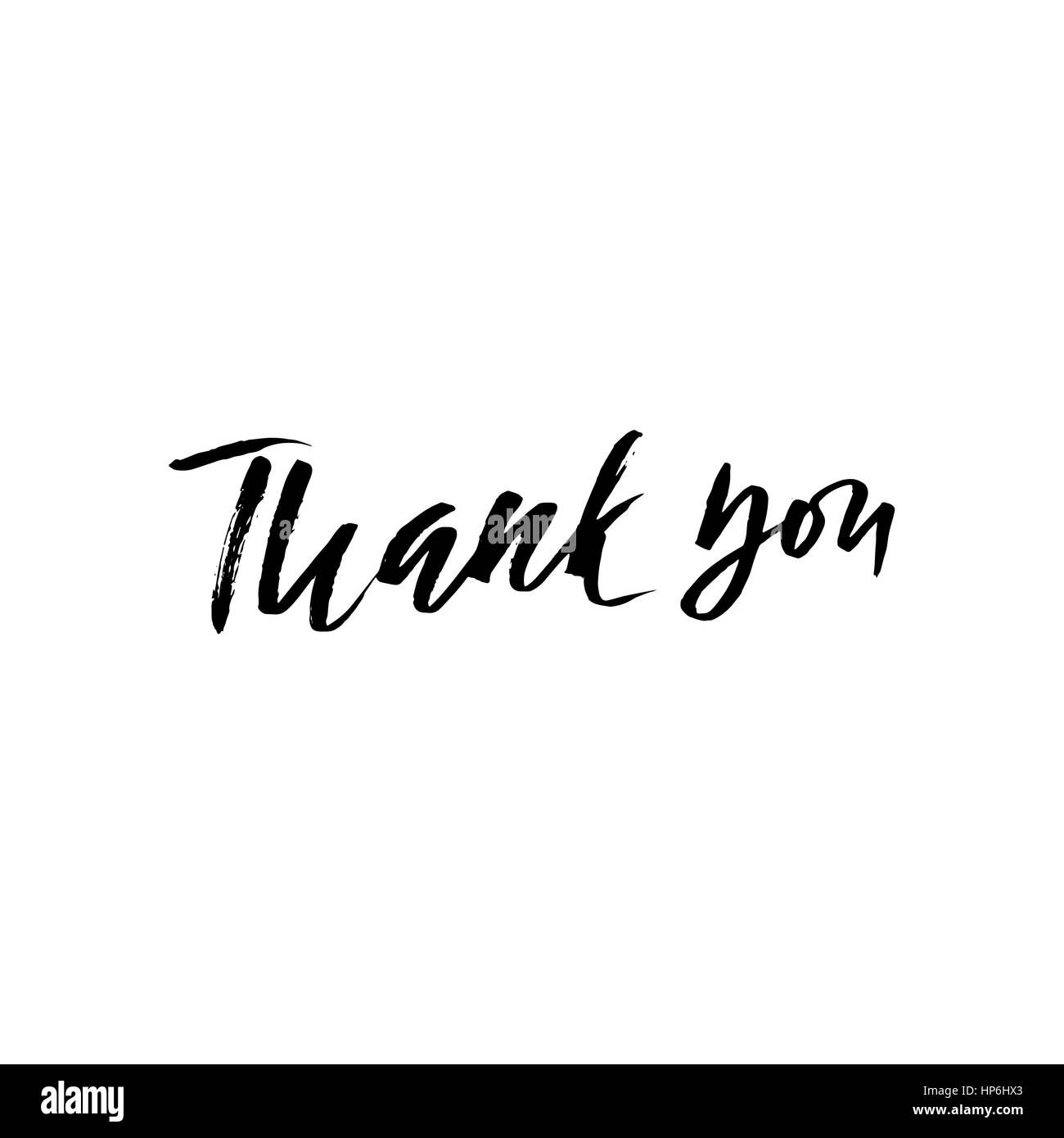 Thank You handwritten inscription. Hand drawn lettering. Thanks card ...