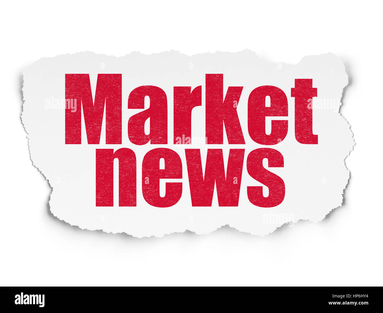 News concept: Painted red text Market News on Torn Paper background ...