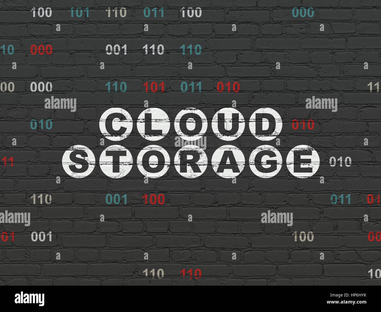 Cloud technology concept: Painted white text Cloud Storage on Black Brick wall background with ...