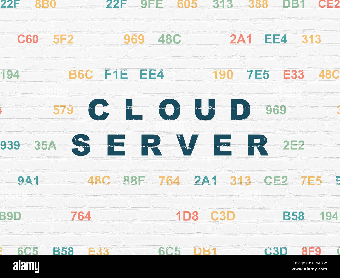Cloud computing concept: Painted blue text Cloud Server on White Brick wall background with ...