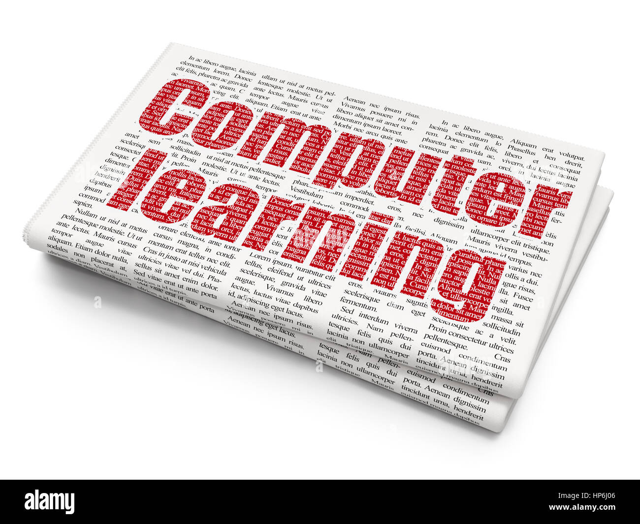 Education concept: Pixelated red text Computer Learning on Newspaper ...
