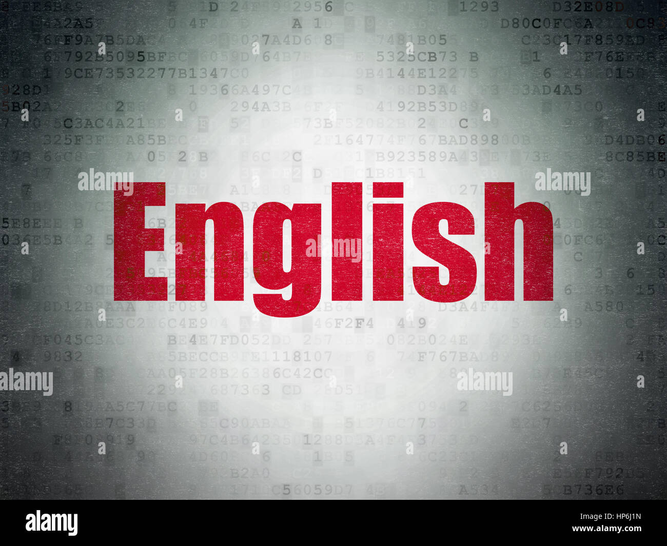 Studying concept: Painted red word English on Digital Data Paper ...