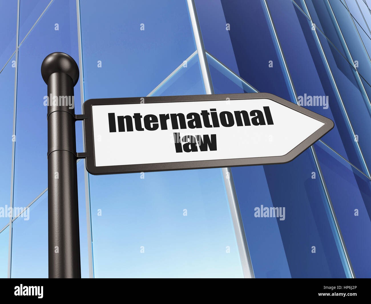 Politics concept: sign International Law on Building background, 3D ...