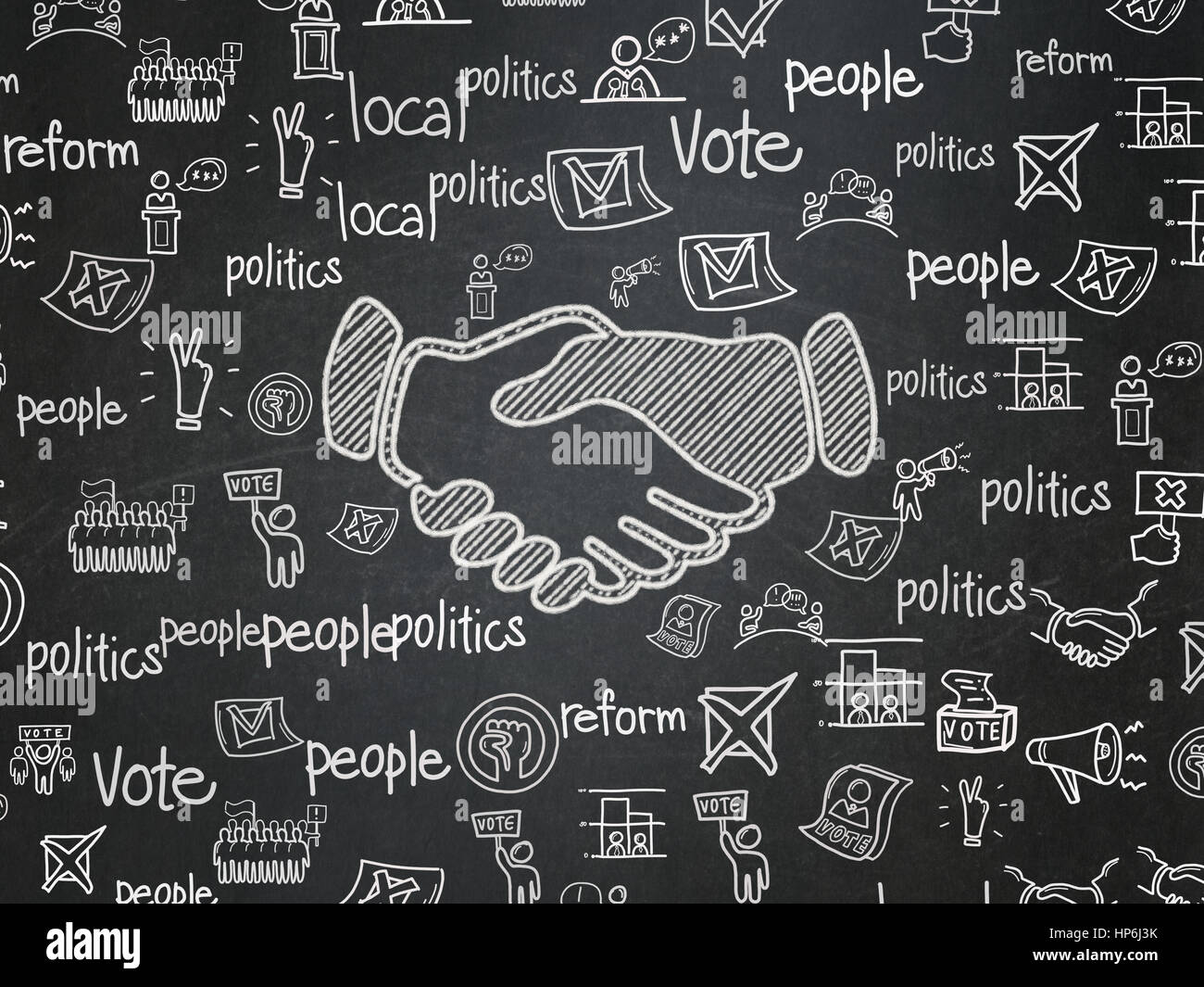 Political concept: Chalk White Handshake icon on School board ...