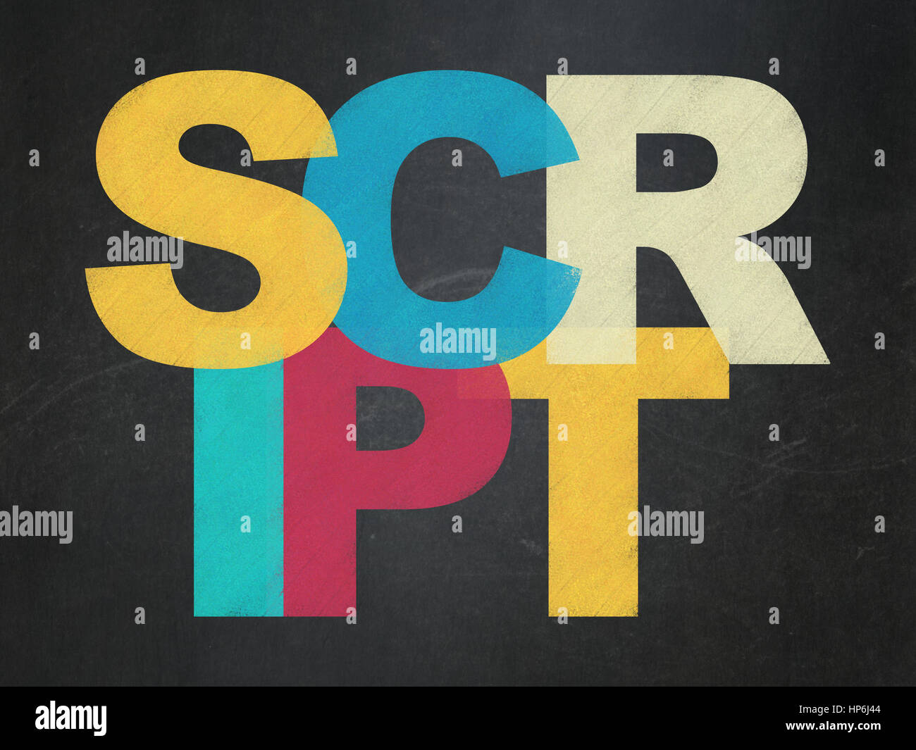 Programming concept: Painted multicolor text Script on School board ...