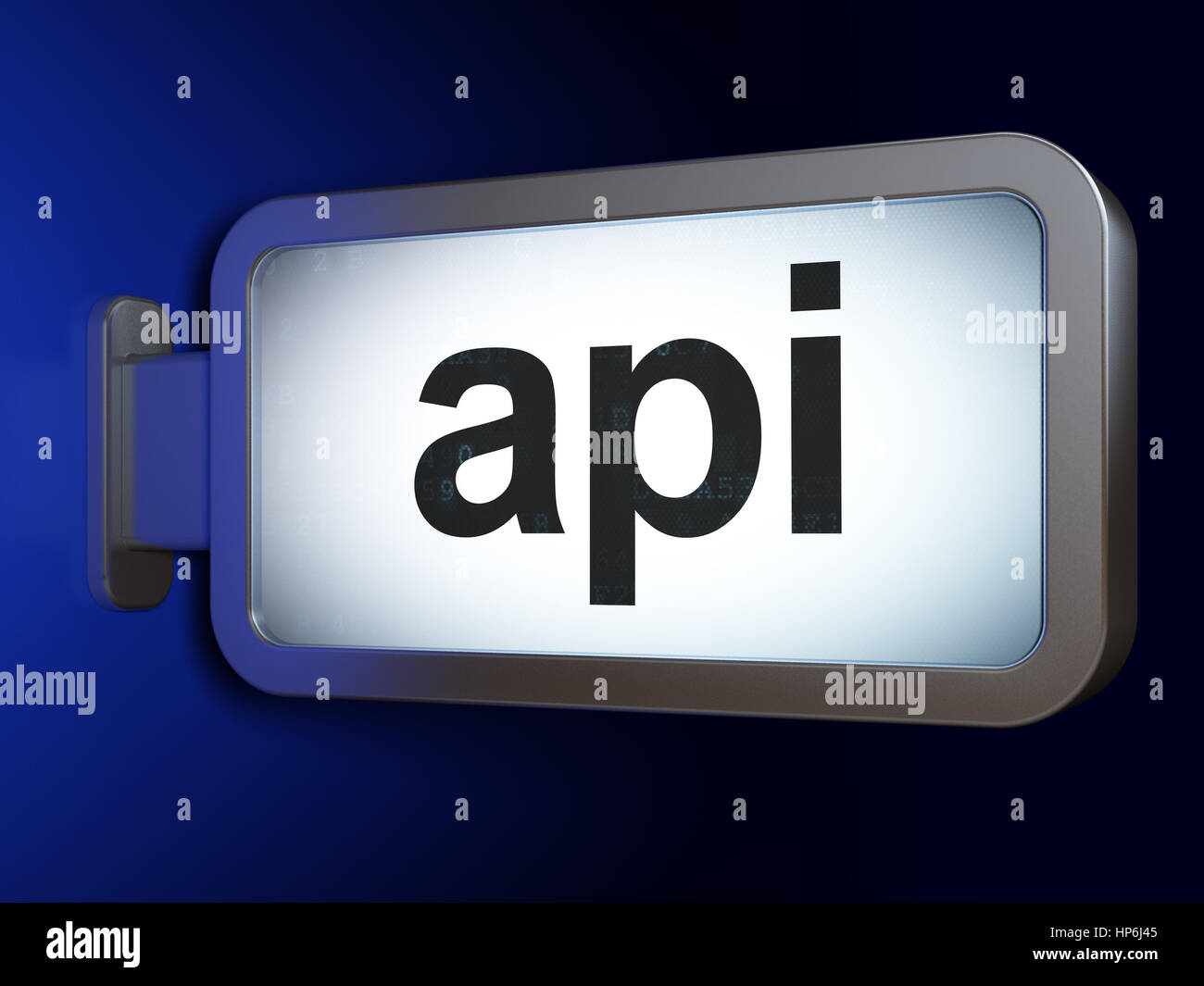Database concept: Api on advertising billboard background, 3D rendering ...