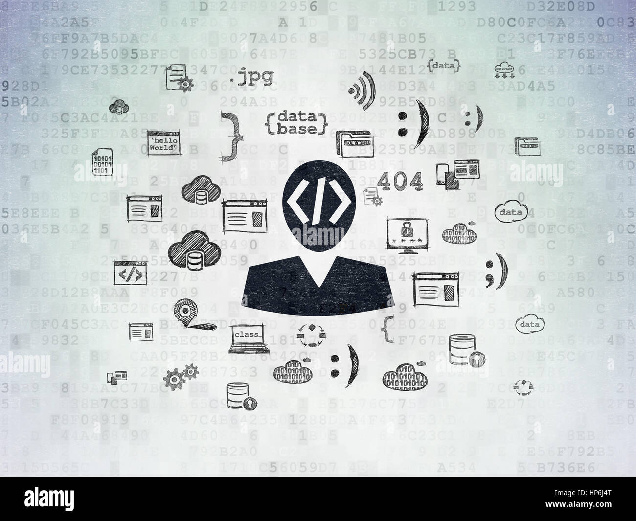 Programming concept: Painted black Programmer icon on Digital Data ...