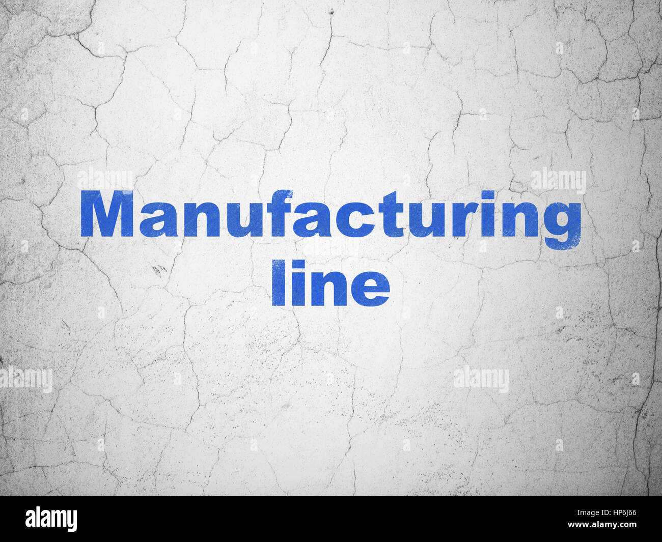 Industry concept: Blue Manufacturing Line on textured concrete wall ...