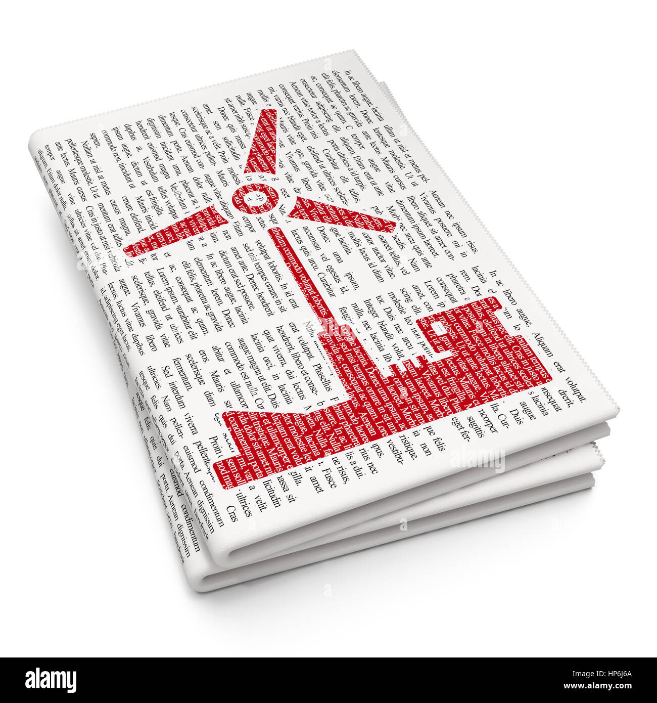 Manufacuring concept: Pixelated red Windmill icon on Newspaper ...