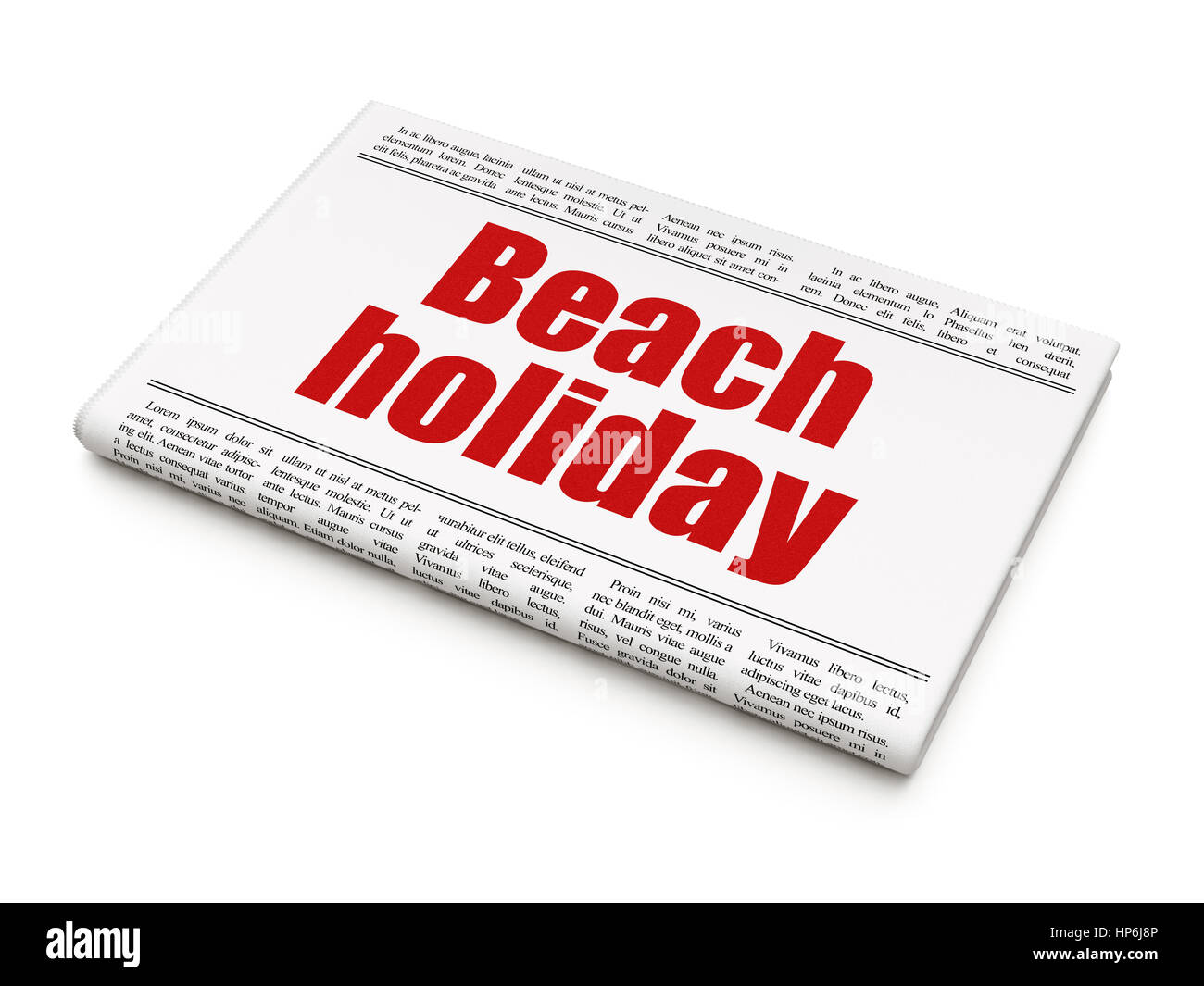 Tourism concept: newspaper headline Beach Holiday on White background ...